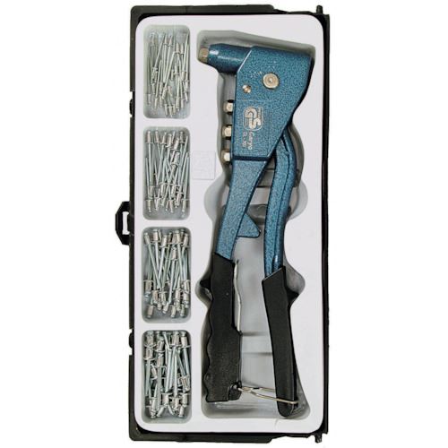 オレンジブック トラスコ中山　TRUSCOTHREEAXIS ハンドリベッターキット(ブラインドリベット4種類計100本) 〔品番:20103〕[ 注番:8587774]特長●リベット打ち作業がすぐに行える本体とリベット玉のセットです。●ド...