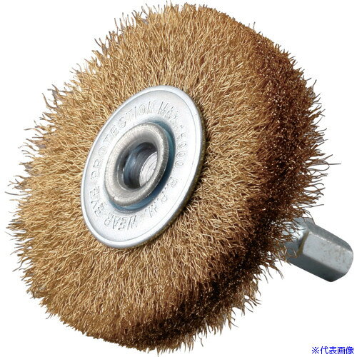 オレンジブック トラスコ中山　TRUSCORELIEF 六角軸 ホイールブラシ 真鍮線 φ50mm 〔品番:33160〕[ 注番:8592861]特長●金属のサビ落とし・塗装はがし、バリ取り、塗膜処理に最適です。●鋼線に比べ腰が柔らかく、素...
