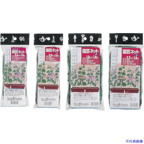 オレンジブック トラスコ中山　TRUSCOGS 園芸ネット(中) 〔品番:6933〕[ 注番:8682623]特長●取付けひも付で取扱いが簡単、軽くて丈夫な園芸ネットです。用途●お花や野菜のツル巻き棚用に。仕様●目合(cm)：10×10(角...