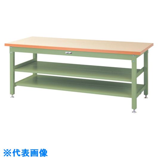 オレンジブック トラスコ中山　TRUSCOヤマテック 重量作業台 ワークテーブル スーパータイプ 全面棚板付 W1200×D750×H740mm アイボリー/ヤマテックグリーン 〔品番:SSM1275TTS2IG〕[ 注番:8683249]...