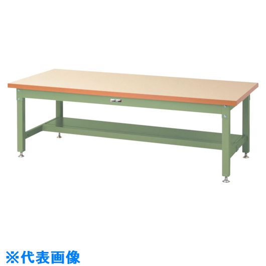 オレンジブック トラスコ中山　TRUSCOヤマテック 重量作業台 ワークテーブル スーパータイプ 半面棚板1枚付 W1200×D750×H600mm アイボリー/ヤマテックグリーン 〔品番:SSML1275TIG〕[ 注番:8683289]...