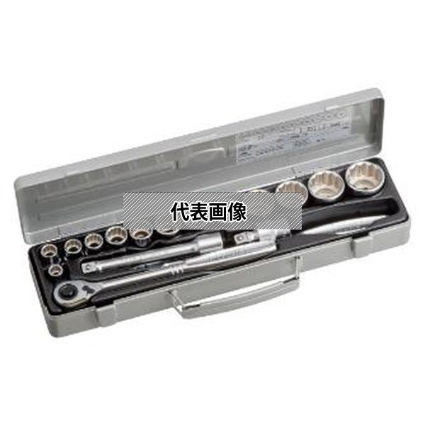 【ご注意：画像は代表画像です。カラーやサイズは商品名を必ずご確認下さい。】用途—商品説明ソケット13個の売れ筋セット(二面幅10mm〜32mm)。メタルケースと頑丈な梨地トレー、「次世代工具シリーズ」のハンドルを採用。グッドデザイン賞受賞製...