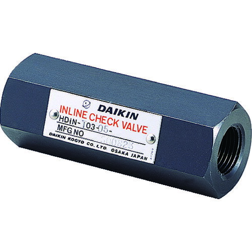 オレンジブック トラスコ中山　TRUSCOダイキン インラインチェック弁 呼び径3/8 〔品番:HDINT0305〕[ 注番:1016776]特長●ラインに軸線方向を組み込み、クラッキング圧力に達するとチェック弁を押し開き、一方向のみに油を...