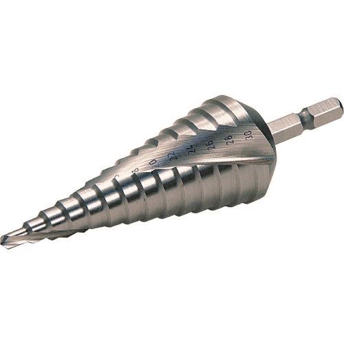 オレンジブック トラスコ中山　TRUSCODENSAN ステップドリル(スパイラルタイプ) 〔品番:DSS430R〕[ 注番:1130362]特長●スパイラル溝で切れ味UPし、 切りくずが少ない六角軸で充電ドライバーに装着できます。仕様仕様...