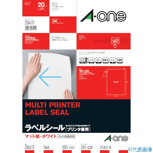 オレンジブック トラスコ中山　TRUSCO3M ラベルシール(プリンタ兼用)1面 (20枚入) 〔品番:28411〕[ 注番:1241926]特長仕様仕様2●ラベルシール(プリンタ兼用)1面　(20枚入)材質/仕上セット内容/付属品注意原産...