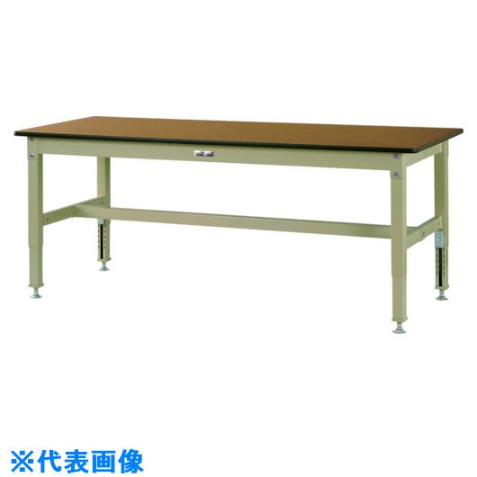 オレンジブック トラスコ中山　TRUSCOヤマテック 中量作業台 ワークテーブル800シリーズ 高さ調整タイプ W900×D750×H600〜850mm 木目柄/ヤマテックグリーン 〔品番:SVMA975MG〕[ 注番:1326042]特長...