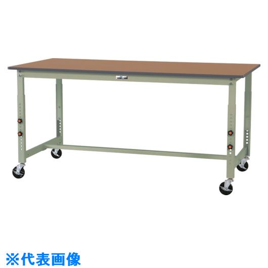 オレンジブック トラスコ中山　TRUSCOヤマテック 軽量作業台 ワークテーブル300シリーズ 高さ調整タイプ 移動式 ポリエステル天板 W1200×D750×H750〜1000mm 木目柄/ヤマテックグリーン 〔品番:SWPAC1275M...