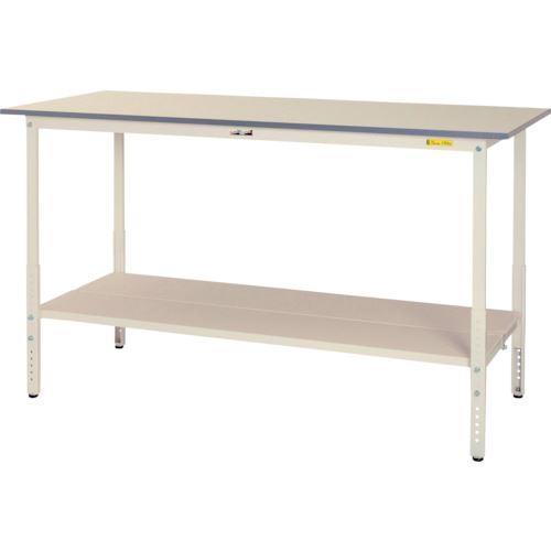 オレンジブック トラスコ中山　TRUSCOヤマテック 軽量作業台 ワークテーブル150シリーズ 高さ調整タイプ 全面棚板付 W1500×D900×H900〜1200mm シルキーホワイト 〔品番:SUPAH1590TTWW〕[ 注番:133...