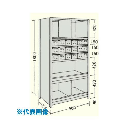 オレンジブック トラスコ中山　TRUSCONF 引出し付軽量物品棚W900D300H1800F7 〔品番:LA63K77〕[ 注番:1358659]特長●軽量物を保管する棚です。●格納物に対応した様々なタイプがあります。●引出し付は、棚の一...