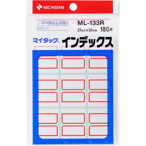 オレンジブック トラスコ中山　TRUSCOニチバン マイタックインデックス ML−133R 1片:27mm×34mm 〔品番:ML133R〕[ 注番:1360392]特長仕様仕様2●9片×20シート入り(180片入り)●1片(mm)：27×...