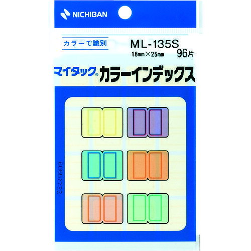 オレンジブック トラスコ中山　TRUSCOニチバン カラーインデックス ML−135S 1片:18mmX25mm 〔品番:ML135S〕[ 注番:1361885]特長仕様仕様2●16片×6色●小、混色(淡黄、淡赤、淡緑、淡青、淡橙、淡紫)●...