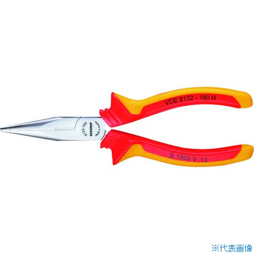 オレンジブック トラスコ中山　TRUSCOGEDORE 絶縁ラジオペンチ VDE8132H 160mm 〔品番:1552112〕[ 注番:1372425]特長●先端はフラット形状です。●切断部の刃は硬度61〜63HRCです。仕様●全長(mm...