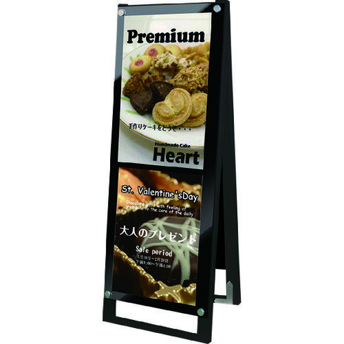 オレンジブック トラスコ中山　TRUSCOTOKISEI ブラックポスター用スタンド看板 A3縦縦両面ブラック 〔品番:BPSSKA3TTRB〕[ 注番:1435653]特長●高級感ある化粧ビスとアクリルカバーでポスターを展示できます。●デ...