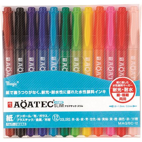 オレンジブック トラスコ中山　TRUSCOマジックインキ アクアテックスリム 12色セット 〔品番:MAQ70C12〕[ 注番:1482603]特長●紙に書いてにじみや裏うつりがなく、紙に適した水性顔料マーカーです。●携帯性に優れたクリップ...