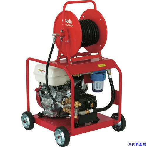 オレンジブック トラスコ中山　TRUSCOAsada 高圧洗浄機15/200GP 〔品番:HD1520P2〕[ 注番:1523425]特長●エンジンタイプ。●管洗浄向け仕様(3/8”洗管ホース20mリール搭載型) ●溜め水で使用できる自吸式...