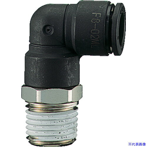 オレンジブック トラスコ中山　TRUSCOチヨダ ファイブメイルエルボ 10mm・R1/8 〔品番:F1001ML〕[ 注番:1584464]特長●PBT樹脂を採用し、スパッタ等の延焼事故を防止。●空気圧汎用型継手では初の軽量化を実現。仕様...
