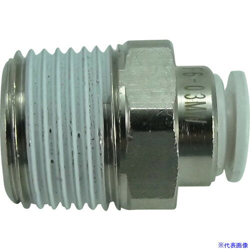 オレンジブック トラスコ中山　TRUSCOチヨダ ファイブメイルコネクタ W(白)6mm・R3/8 〔品番:F603MW〕[ 注番:1584596]特長●PBT樹脂を採用し、スパッタ等の延焼事故を防止。●空気圧汎用型継手では初の軽量化を実現...
