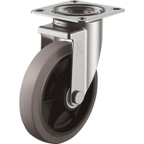 オレンジブック トラスコ中山　TRUSCOユーエイ プレート式 自在 キャスター グレーゴム 車輪径125mm Jタイプ RJ2型 取付寸法80×80(75×75) 〔品番:RJ2125NWRG〕[ 注番:1589590]特長●取付ピッチが...