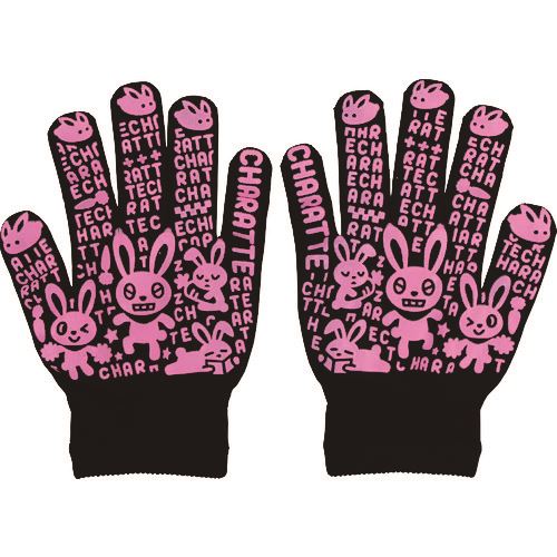 オレンジブック トラスコ中山　TRUSCO福徳 #767 のびのびキャラッテ うさぎ ブラック/ピンク 〔品番:767USAGIPNK〕[ 注番:1756589]特長●かわいいキャラクターの超薄のびのびフィットすべり止め手袋。用途●一般軽作...