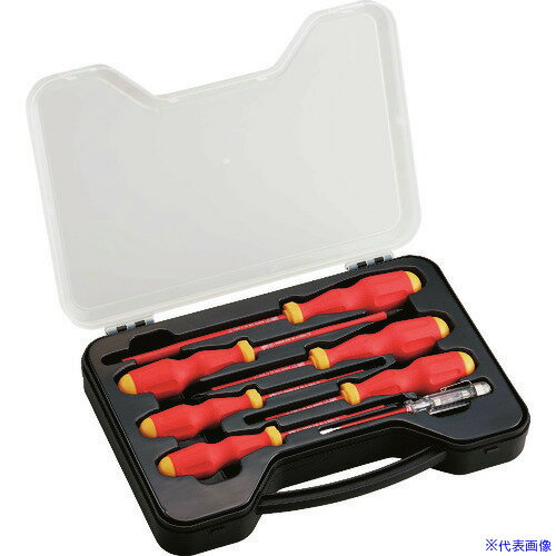 オレンジブック トラスコ中山　TRUSCOTONE 絶縁ドライバーセット 〔品番:ELD7〕[ 注番:1830082]特長●絶縁性の素材に覆われたドライバーで電気・通信設備工事などの作業に適しています。●身体への感電を防ぎ、作業者の安全を守...