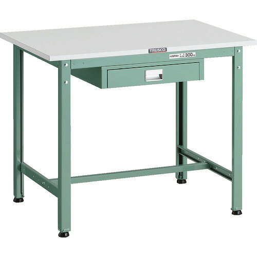 オレンジブック トラスコ中山　TRUSCOTRUSCO 軽荷重作業台(300kg)AE型 900X600XH740 薄型1段引出し付 グリーン色 〔品番:AE0960UDC1〕[ 注番:1833812]特長●膝上で邪魔にならない薄型の引出し...