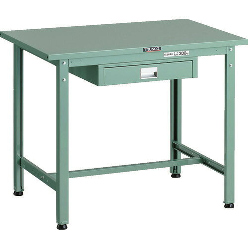 オレンジブック トラスコ中山　TRUSCOTRUSCO 軽荷重作業台(300kg)AE型 900X600XH740 薄型1段引出し付 グリーン色 〔品番:SAE0960UDC1〕[ 注番:1833836]特長●膝上で邪魔にならない薄型の引出...