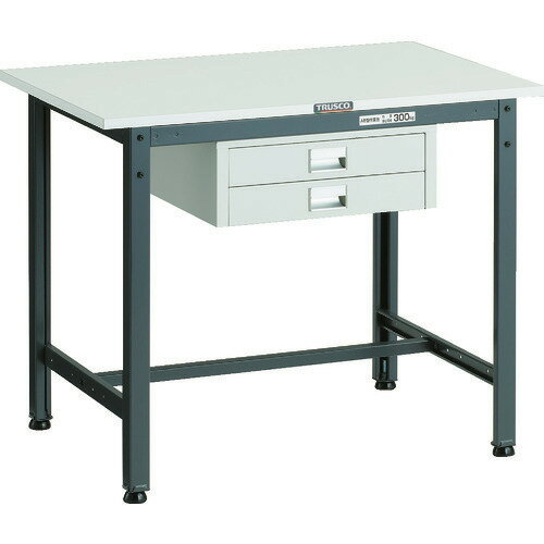 オレンジブック トラスコ中山　TRUSCOTRUSCO 軽荷重作業台(300kg)AE型 900X600XH740 薄型2段引出し付 ダークグレー色 〔品番:AE0960UDC2DG〕[ 注番:1833849]特長●仕分けに便利な2段引出し...