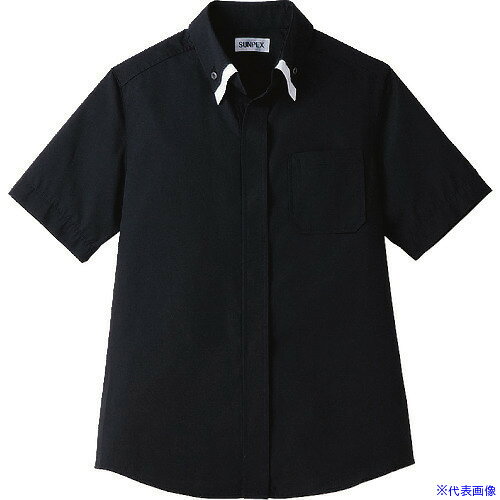 オレンジブック トラスコ中山　TRUSCOTKG サンペックスイスト レイヤードBD衿半袖シャツ M ET−1314 BK×WT 〔品番:SSY3706〕[ 注番:1923765]特長●ポリエステル65%+綿35%/ブロード●左胸外ポケット...