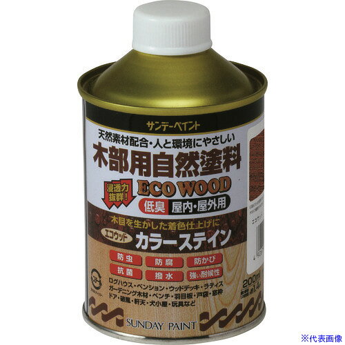 オレンジブック トラスコ中山　TRUSCOサンデーペイント エコウッドカラーステイン 屋外用つやありクリヤー 200M 〔品番:262601〕[ 注番:1962069]特長仕様●容量(L)：0.2仕様2●エコウッドカラーステイン　屋外用つや...