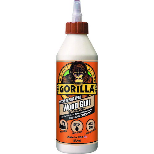 オレンジブック トラスコ中山　TRUSCOKURE 木工用強力接着剤 ゴリラ ウッドグルー 532ml 〔品番:NO1774〕[ 注番:1988256]特長●乾燥時間が短く作業性にすぐれています。●硬化後は自然な褐色・木材色の仕上がりです。...