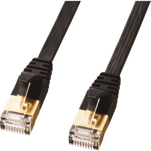 オレンジブック トラスコ中山　TRUSCOSANWA CAT7ウルトラフラットLANケーブル(0.5m、ブラック) 〔品番:KBFLU7005BK〕[ 注番:2013361]特長●10GBASE完全対応、耐ノイズで1.9mmの薄さを実現した...
