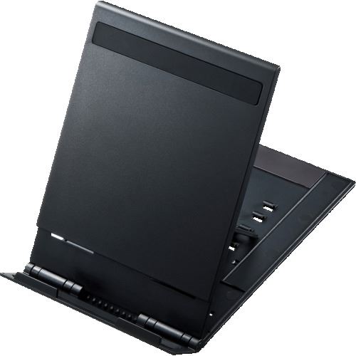 オレンジブック トラスコ中山　TRUSCOSANWA モバイルタブレットスタンド(ブラック) 〔品番:PDASTN11BK〕[ 注番:2031505]特長●折りたためば厚さわずか9mmの薄型サイズで5段階に角度調節ができるモバイルタブレット...