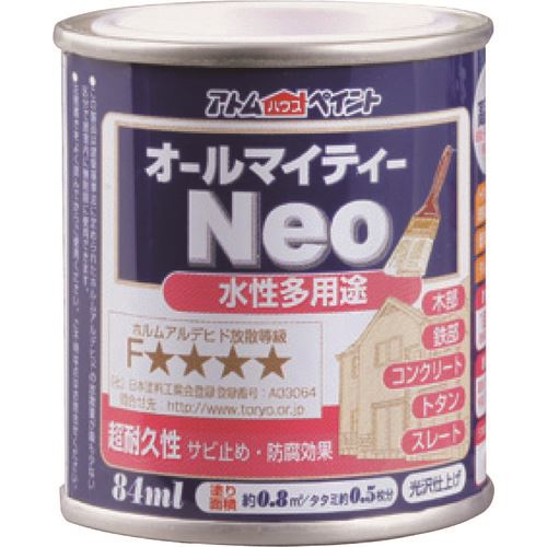 オレンジブック トラスコ中山　TRUSCOアトムペイント 水性オールマイティーネオ 84ML ライム 〔品番:0000118717〕[ 注番:2035368]特長●最上級ランクのアクリルシリコン樹脂に紫外線劣化防止剤(HALS)を配合してい...