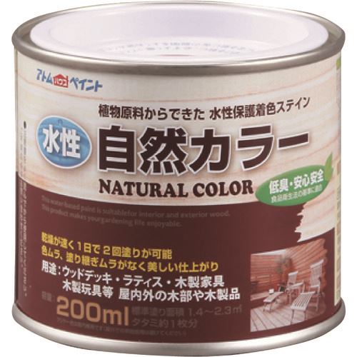 オレンジブック トラスコ中山　TRUSCOアトムペイント 水性自然カラー 200ML ミディアムオーク 〔品番:0000108613〕[ 注番:2037092]特長●植物原料からできた、安心・安全性の高い木部着色ステイン塗料です。●環境にや...