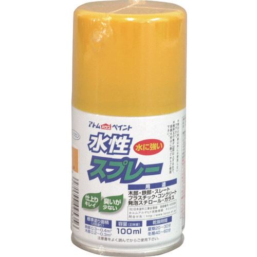 オレンジブック トラスコ中山　TRUSCOアトムペイント 水性スプレー 100ML 黄 〔品番:0000109535〕[ 注番:2049637]特長●霧が細かいので、誰でも綺麗に塗装ができます。●指が疲れにくい、軽いタッチのプッシュボタンで...