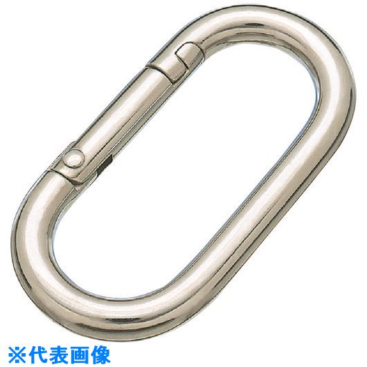 オレンジブック トラスコ中山　TRUSCO水本 リングキャッチ ステンレス カラビナジュニア 使用荷重1.32kN 奥行10×長さ80×幅30mm 〔品番:B1016〕[ 注番:2115441]特長●スプリングフックです。●バネの力で開口部...