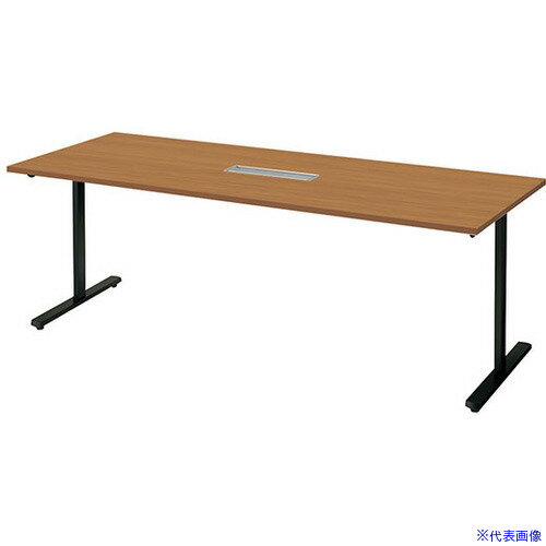 オレンジブック トラスコ中山　TRUSCONAIKI ミーティングテーブル(配線付/直線テーブル モプト MP型/天板:ミディアムウォールナット 脚:ブラック/W2100×D900×H720 〔品番:MP2190HBMW〕[ 注番:2121...