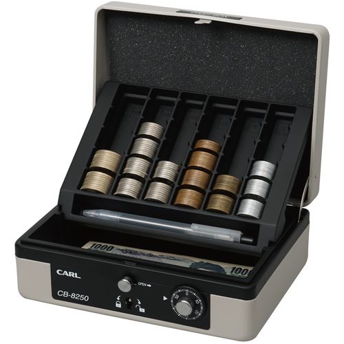 オレンジブック トラスコ中山　TRUSCOカール 手提げ金庫 キャッシュボックス CB-8250-D グレー A6サイズ 〔品番:CB8250D〕[ 注番:2133484]特長●錠前とダイヤル錠での安心の二重ロックです。●コイントレーは10...