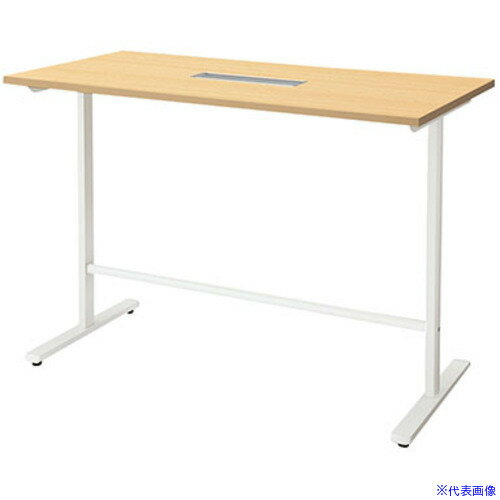 オレンジブック トラスコ中山　TRUSCONAIKI ミーティングテーブル(配線付/直線テーブル ハイタイプ モプト MP型/天板:シルクウッド 脚:クリアーホワイト/W1500×D750×H1000 〔品番:MPH1575HWS〕[ 注番...