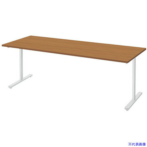 オレンジブック トラスコ中山　TRUSCONAIKI ミーティングテーブル(配線無/直線テーブル モプト MP型/天板:ミディアムウォールナット 脚:クリアーホワイト/W2100×D900×H720 〔品番:MP2190WMW〕[ 注番:2...