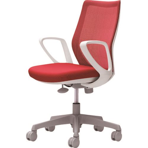 オレンジブック トラスコ中山　TRUSCOOKAMURA CG-M 固定肘 背メッシュ ハンガー無 ホワイトボディ ナイロンキャスター レッド 〔品番:CG21WRFZK9〕[ 注番:2168475]特長●スマートなデザインと身体のことを考...