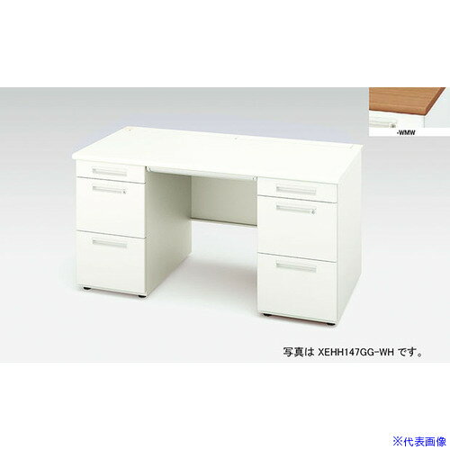 オレンジブック トラスコ中山　TRUSCONAIKI 両袖デスク XEHH型/天板:ミディアムウォールナット 本体:クリアーホワイト/W1600×D700×H720 〔品番:XEHH167GGWMW〕[ 注番:2176776]特長●これから...