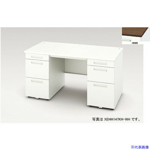 オレンジブック トラスコ中山　TRUSCONAIKI 両袖デスク(ロングストローク XEHH型/天板:ダークウォールナット 本体:クリアーホワイト/W1500×D700×H720 〔品番:XEHH157KHWWN〕[ 注番:2177264]...