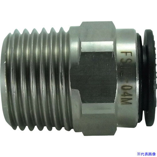 オレンジブック トラスコ中山　TRUSCOチヨダ ファイブSUSメイルコネクタ 12mm・R1/2 〔品番:FS1204M〕[ 注番:2229391]特長仕様●適合チューブ外径D(mm)：12●接続口径：R1/2●六角対辺(mm)：21●流...