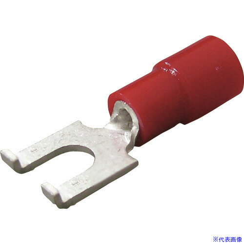 オレンジブック トラスコ中山　TRUSCOニチフ 環境配慮形絶縁被覆付 Y形 Wタイプ(100個入) 〔品番:TMEX1.25Y3WRED〕[ 注番:2263150]特長●先端が曲がっている被覆付のY端子です。用途●より線の端末処理に。仕様...