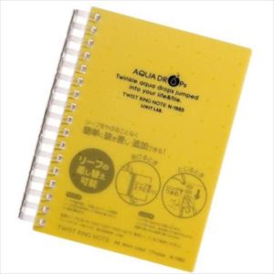 オレンジブック トラスコ中山　TRUSCOLIHIT ツイストノート＜厚型＞ 黄 A6−17穴 〔品番:N16655〕[ 注番:2275875]特長●キラキラ光る水玉をイメージしたAQUA　DROPsシリーズです。●リーフをやぶることなく簡...