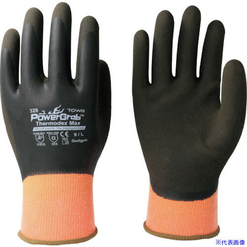 オレンジブック トラスコ中山　TRUSCOトワロン 防寒手袋 パワーグラブThermodexMax 9/L 〔品番:329L〕[ 注番:2402210]特長●天然ゴムをコーティングしているため、やわらかく疲れにくい作業性の良い手袋です。●裏...