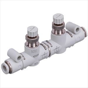 オレンジブック トラスコ中山　TRUSCOCKD インアウトスピードコントローラ ラインタイプ ワンタッチ継手付 〔品番:SCD206H66F〕[ 注番:2519196]特長●アクチュエータの遠隔・集中制御に便利なインライン形です。●給気と...