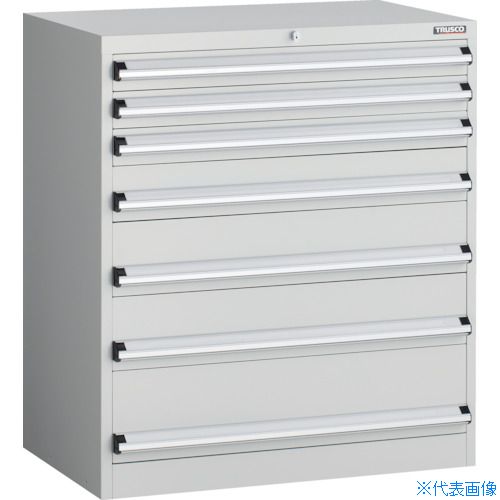 オレンジブック トラスコ中山　TRUSCOTRUSCO VE9S型中量キャビネット 880X550XH1000 引出し7段 ホワイト色 〔品番:VE9S1002W〕[ 注番:2563216]特長●セーフティロック機構付のため引き出しを1段開...
