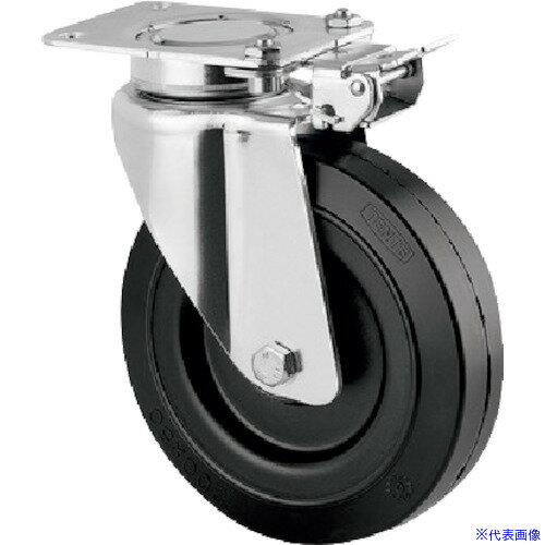 オレンジブック トラスコ中山　TRUSCOテンテキャスター 重荷重用高性能旋回キャスター“DELTA”(ゴム車 メンテナンスフリー) φ160 自在式(方向ロック付) 〔品番:3641SEP160P63〕[ 注番:2681823]特長●旋回...